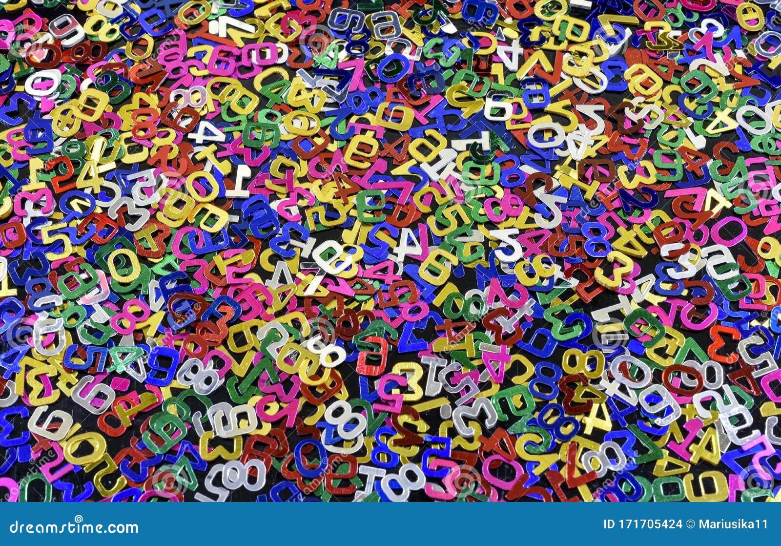 Colored Background with Multiple Small Plastic Numbers Stock Photo ...