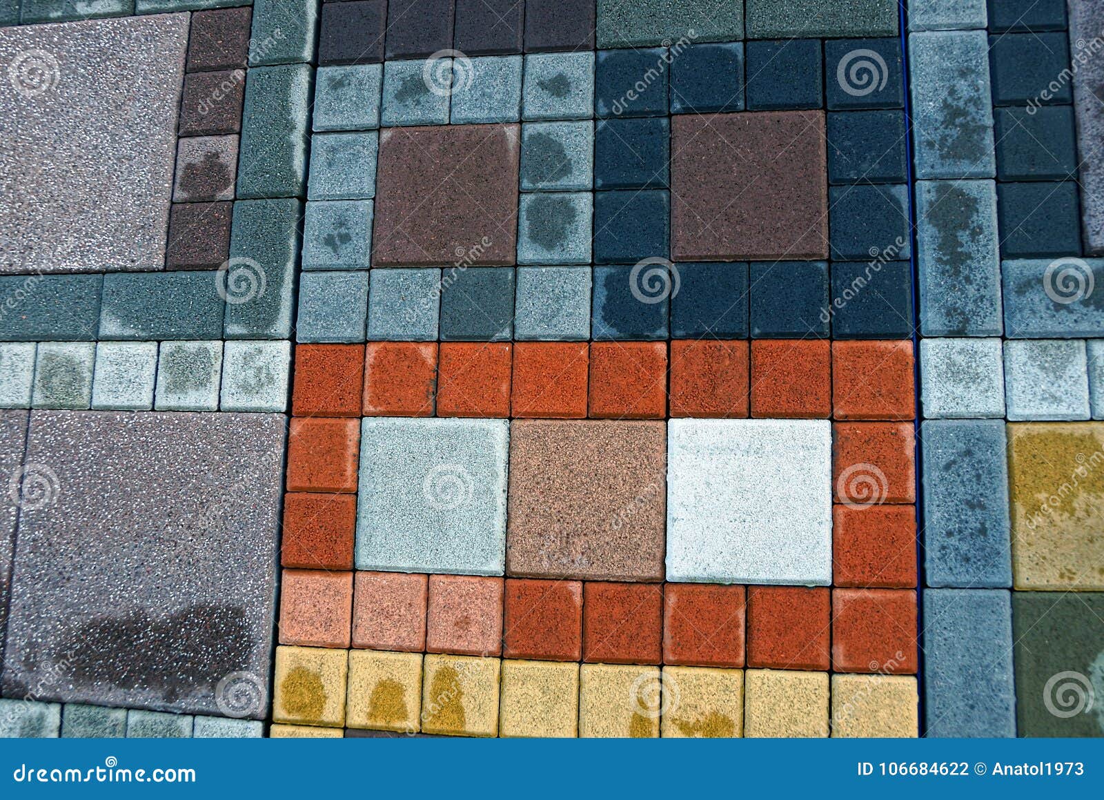 Colored Texture of Stone Square Tiles on the Sidewalk Stock Photo ...