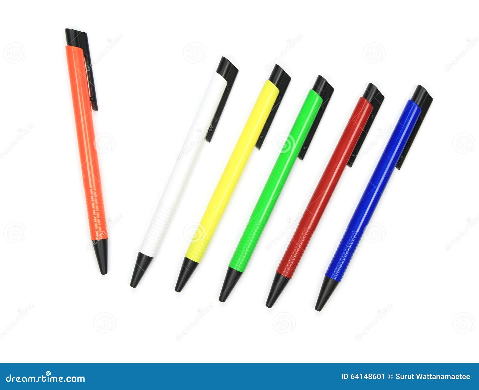 Colored Ball Pens Isolated on White Stock Image - Image of school ...