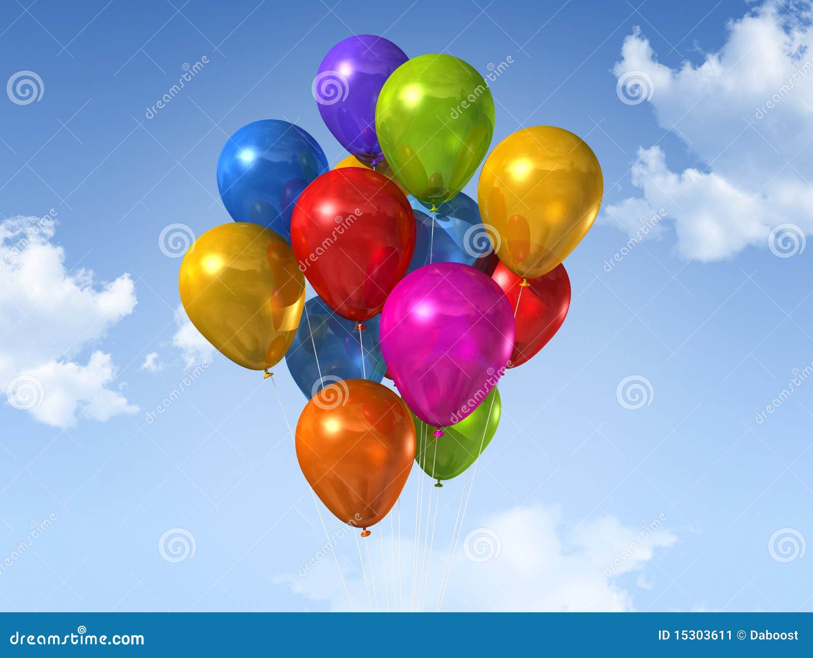Colored Balloons On A Blue Sky Stock Image - Image: 15303611