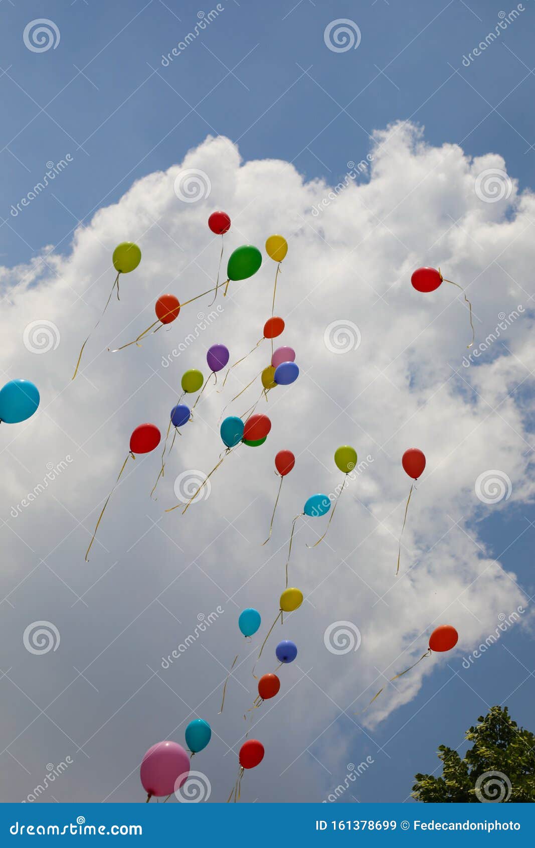 Colored Balloons Fly High in the Sky Stock Image - Image of happiness ...