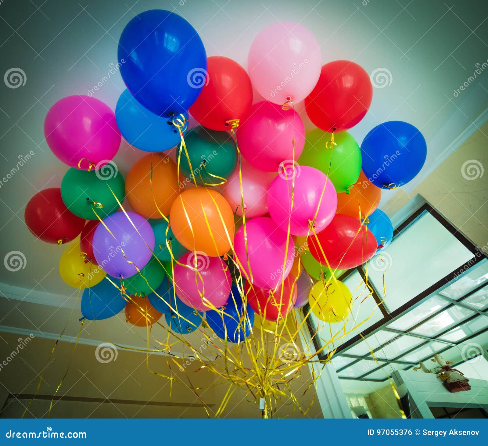 Colored balloons stock photo. Image of decoration, orange - 97055376
