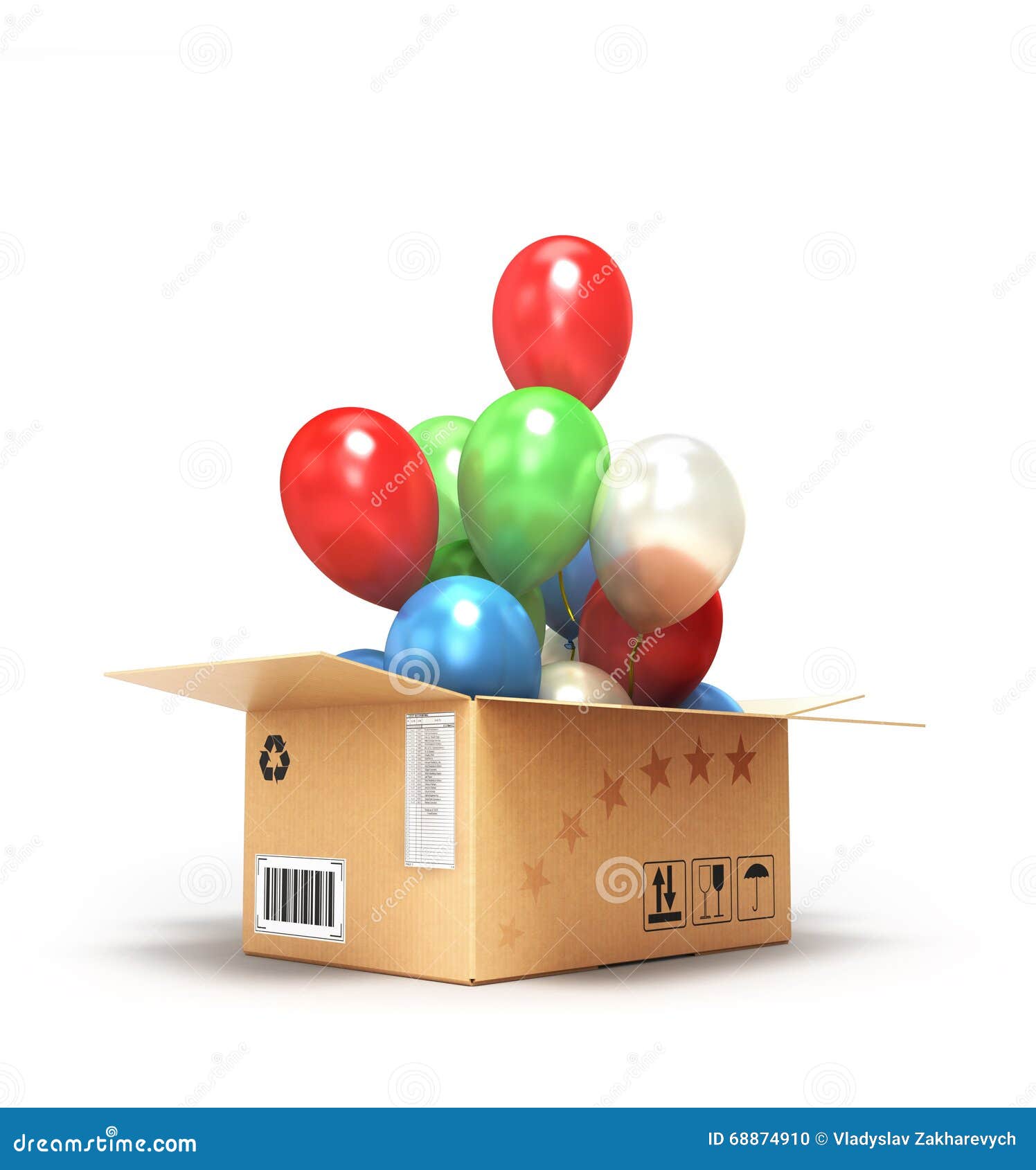 Colored Balls Fly Out of the Box Stock Illustration - Illustration of ...