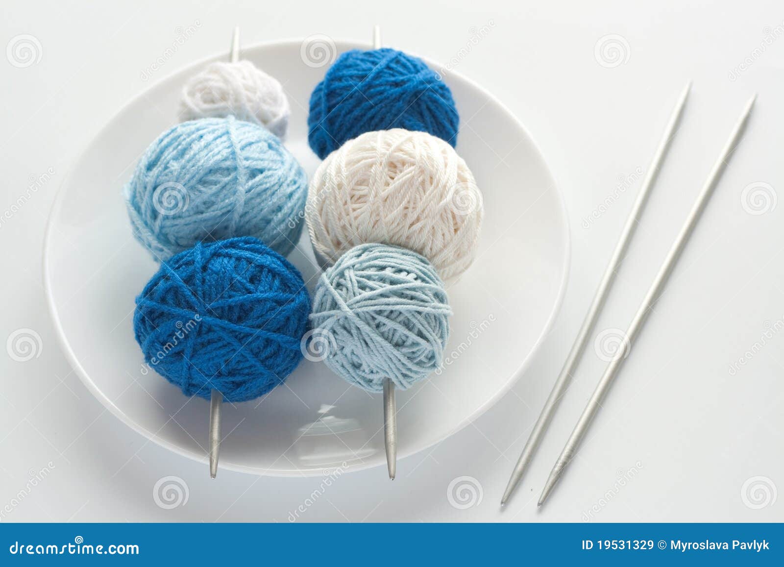 Colored Balls for Knitting and Needles Stock Image - Image of rest ...