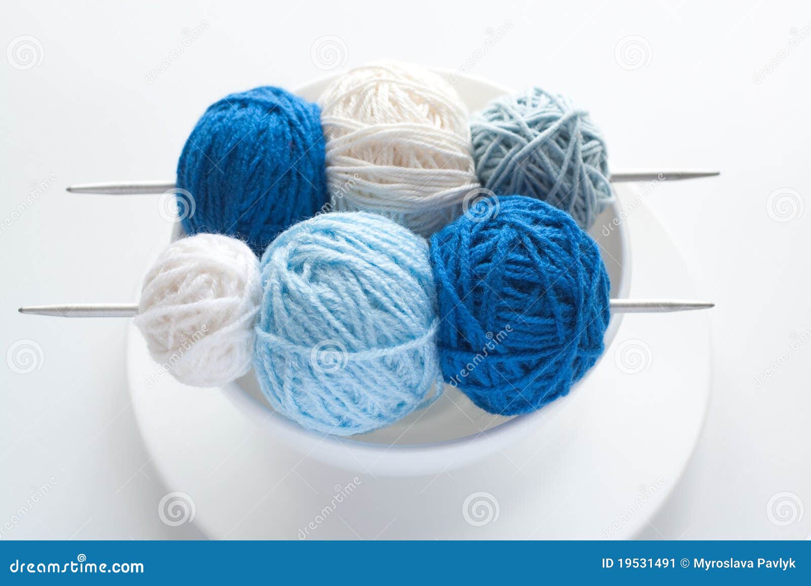 Colored Balls for Knitting and Needles Stock Image - Image of sewing ...