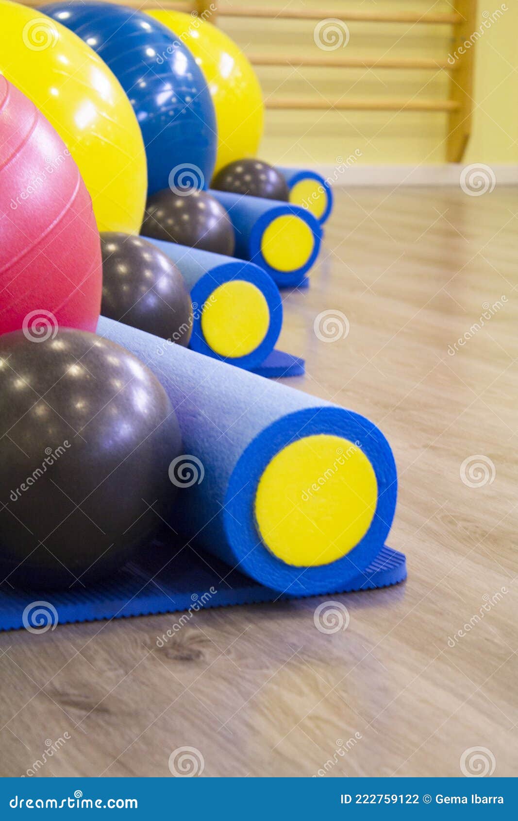 Colored Balls and Rollers for Pilates Classes Stock Photo - Image of ...