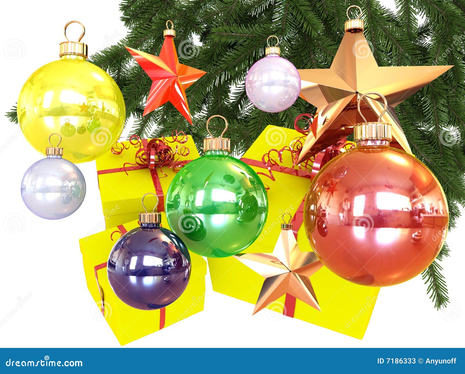 Colored balls and Stars stock illustration. Illustration of ornament ...