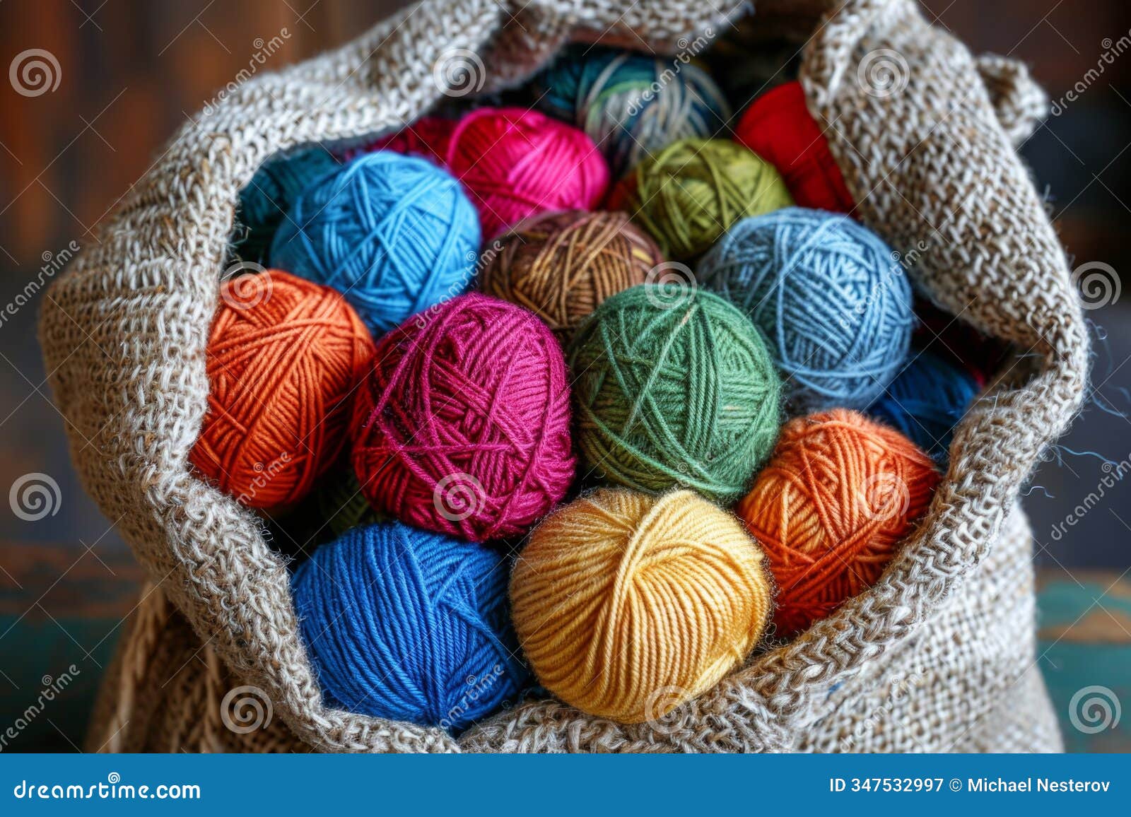 Colored Balls of Thread in a Bag Stock Image - Image of warm, fibers ...