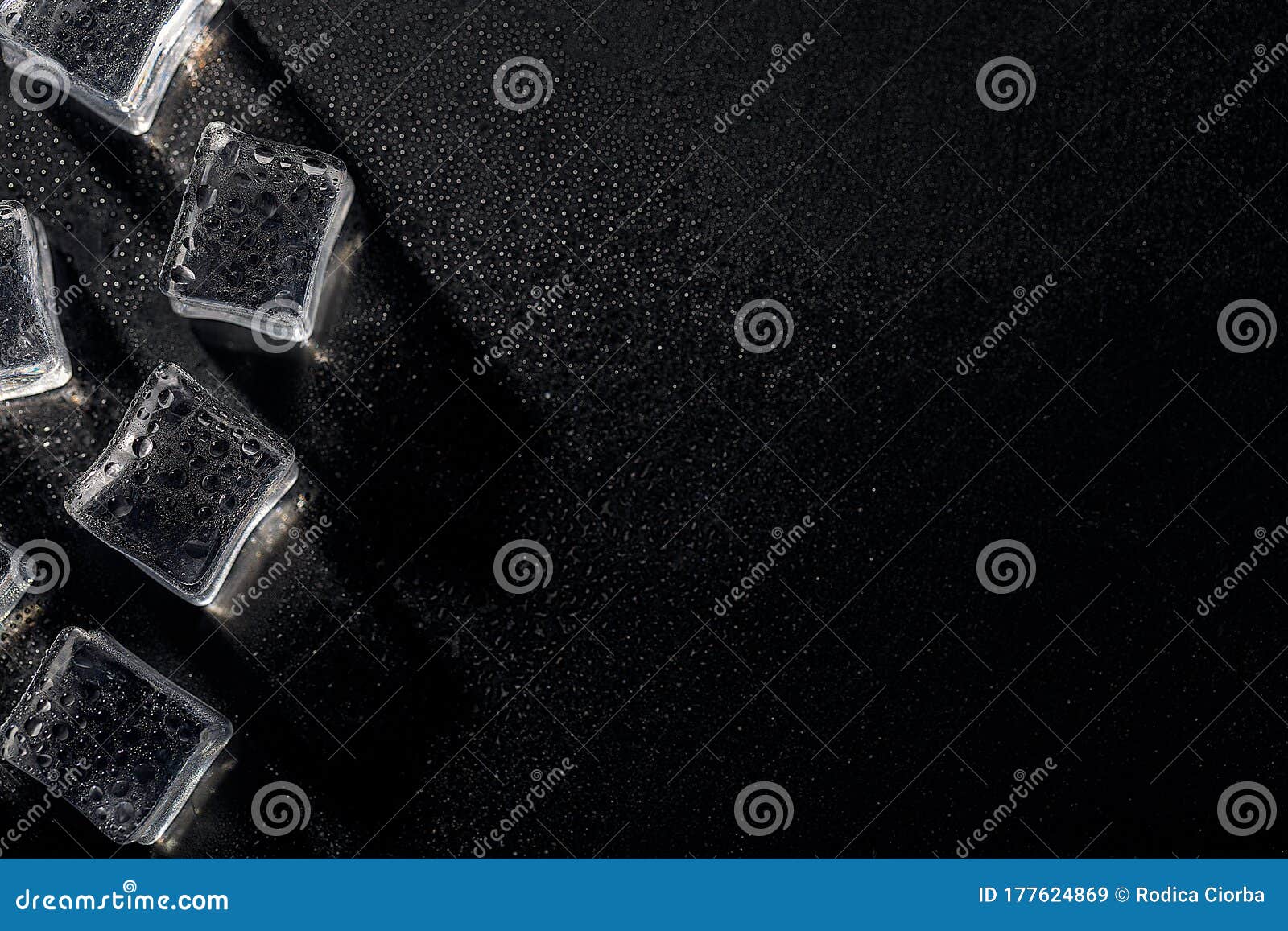 Colored Banner with Fresh Ice Cubes and Reflections Stock Image - Image ...