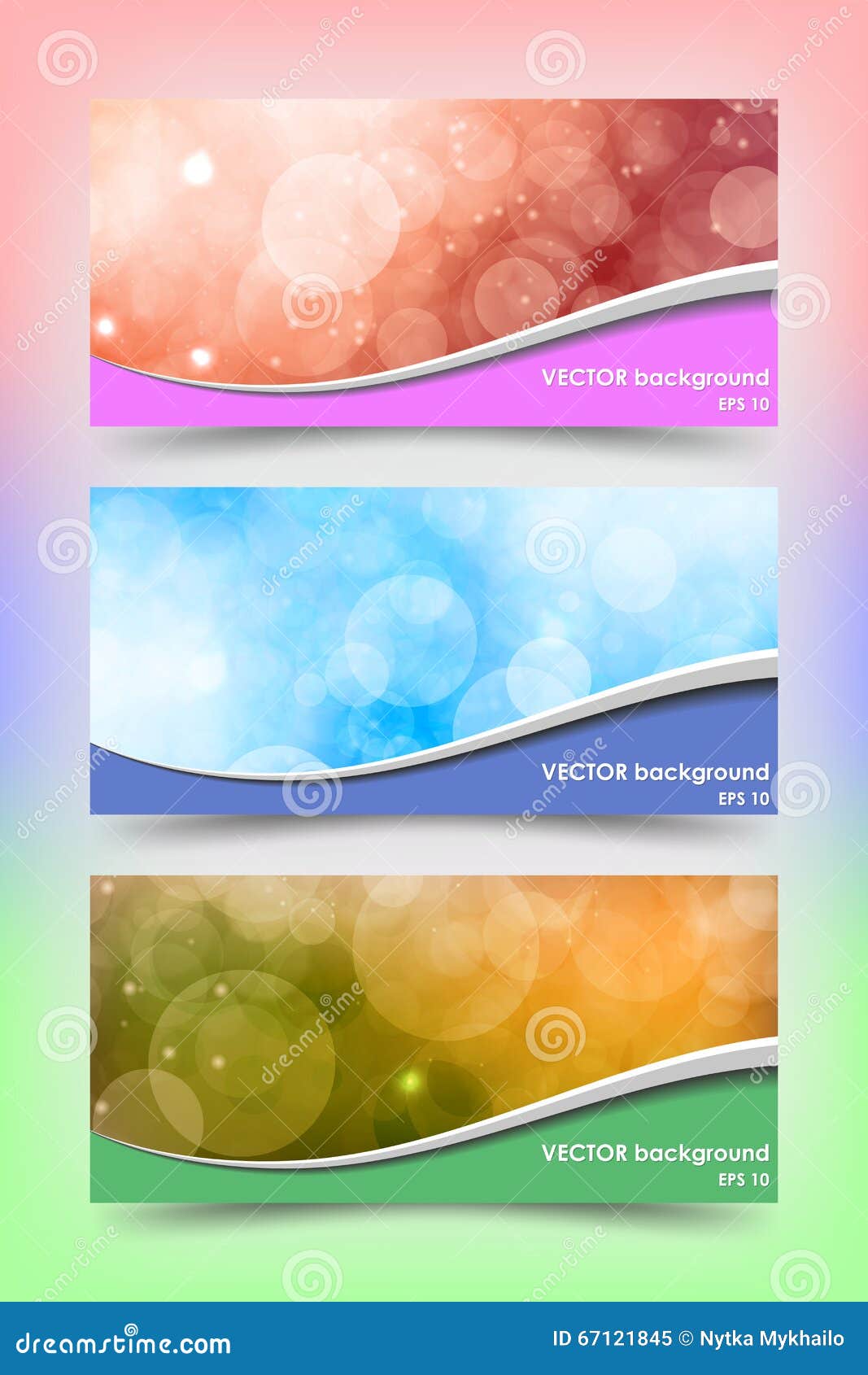 Colored Banner Templates with Beautiful Bokeh. Stock Vector ...