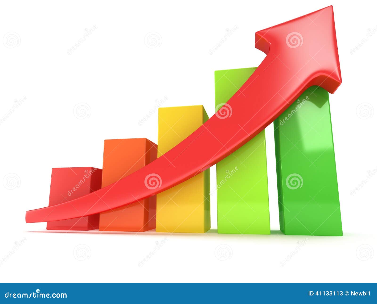Colored Bar Graph with Red Arrow Stock Illustration - Illustration of ...
