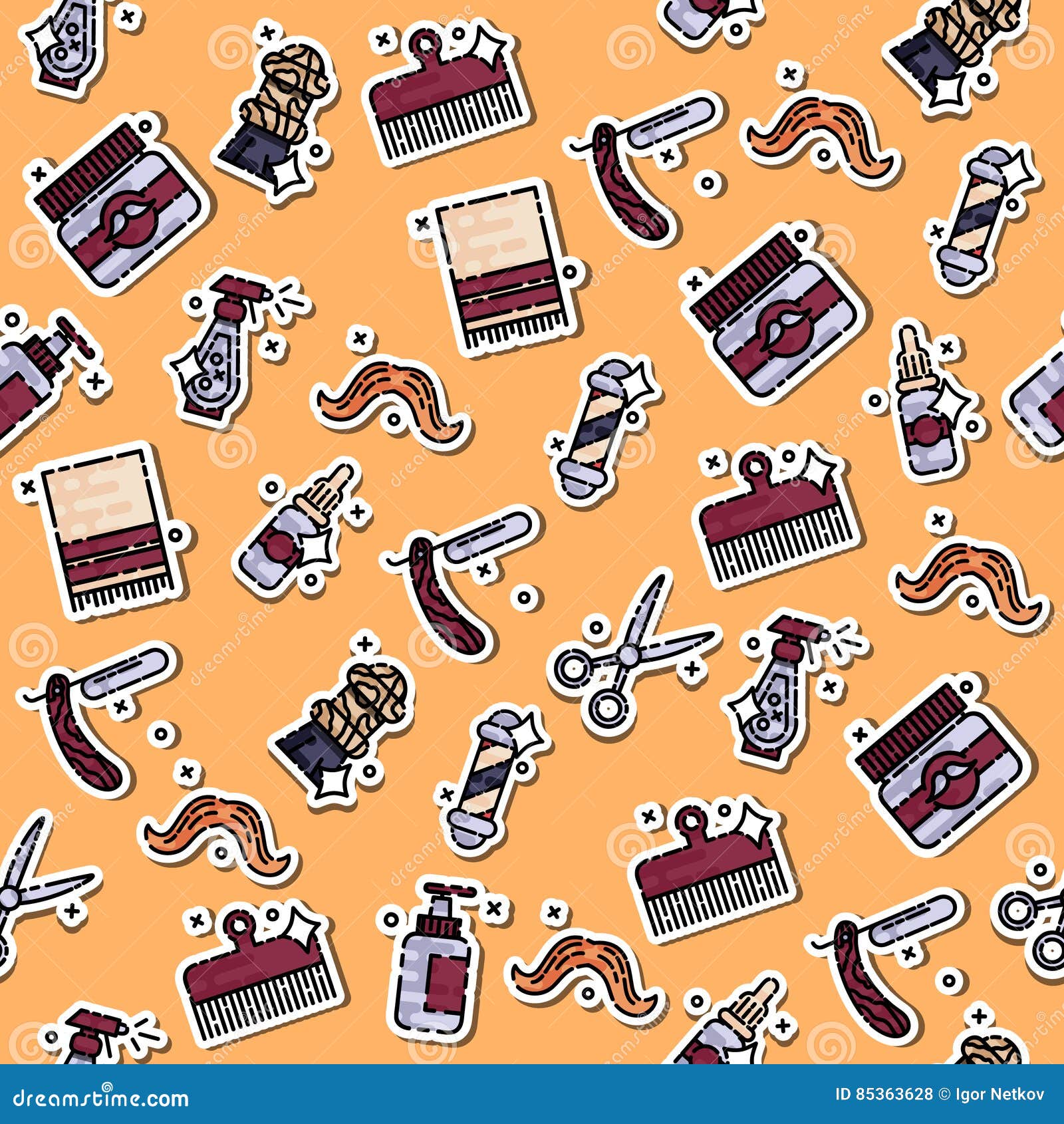 Colored Barber Shop Pattern Stock Vector - Illustration of mustache ...