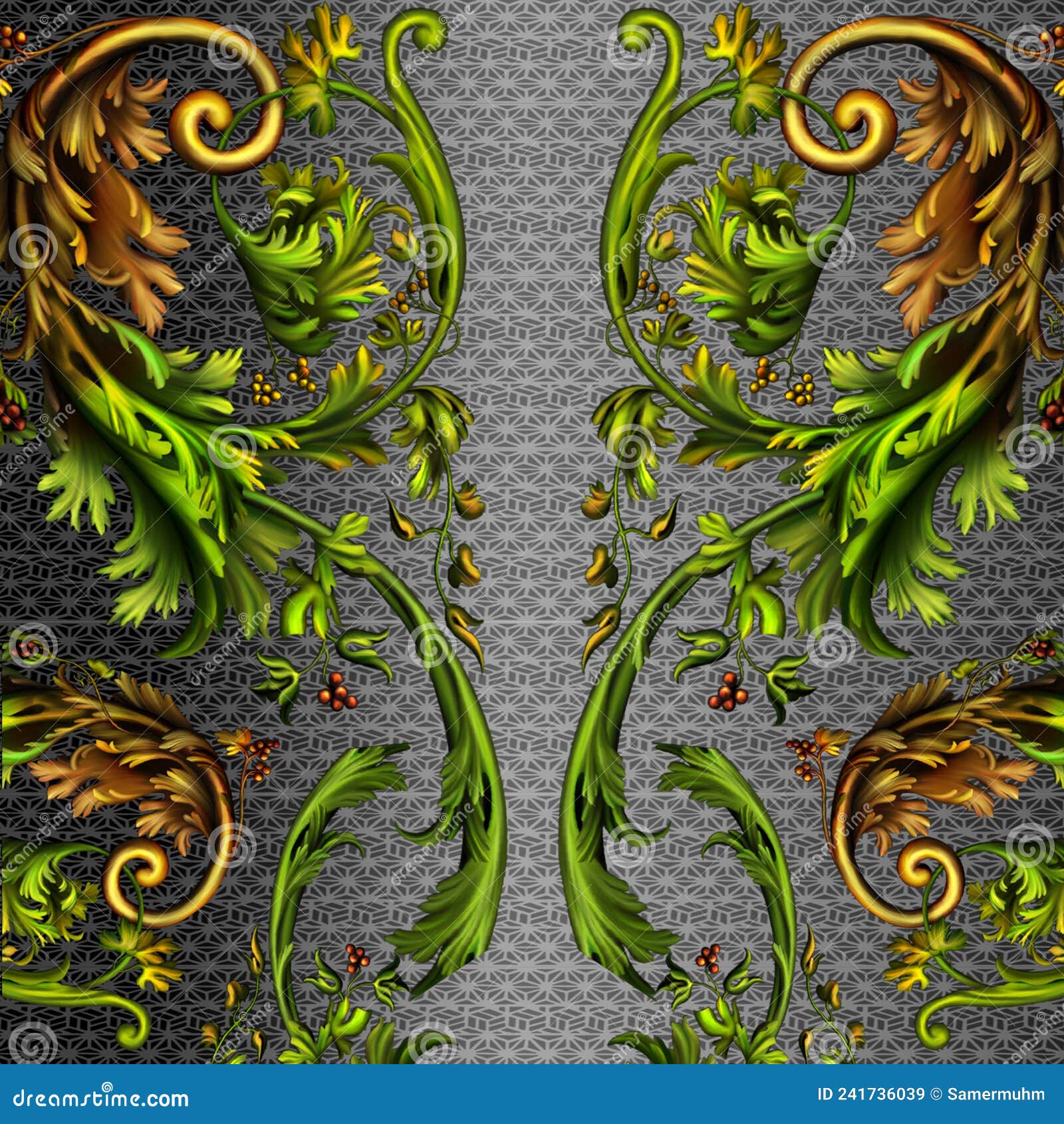 Colored Baroque Design Ready for Textile Prints. Stock Illustration ...