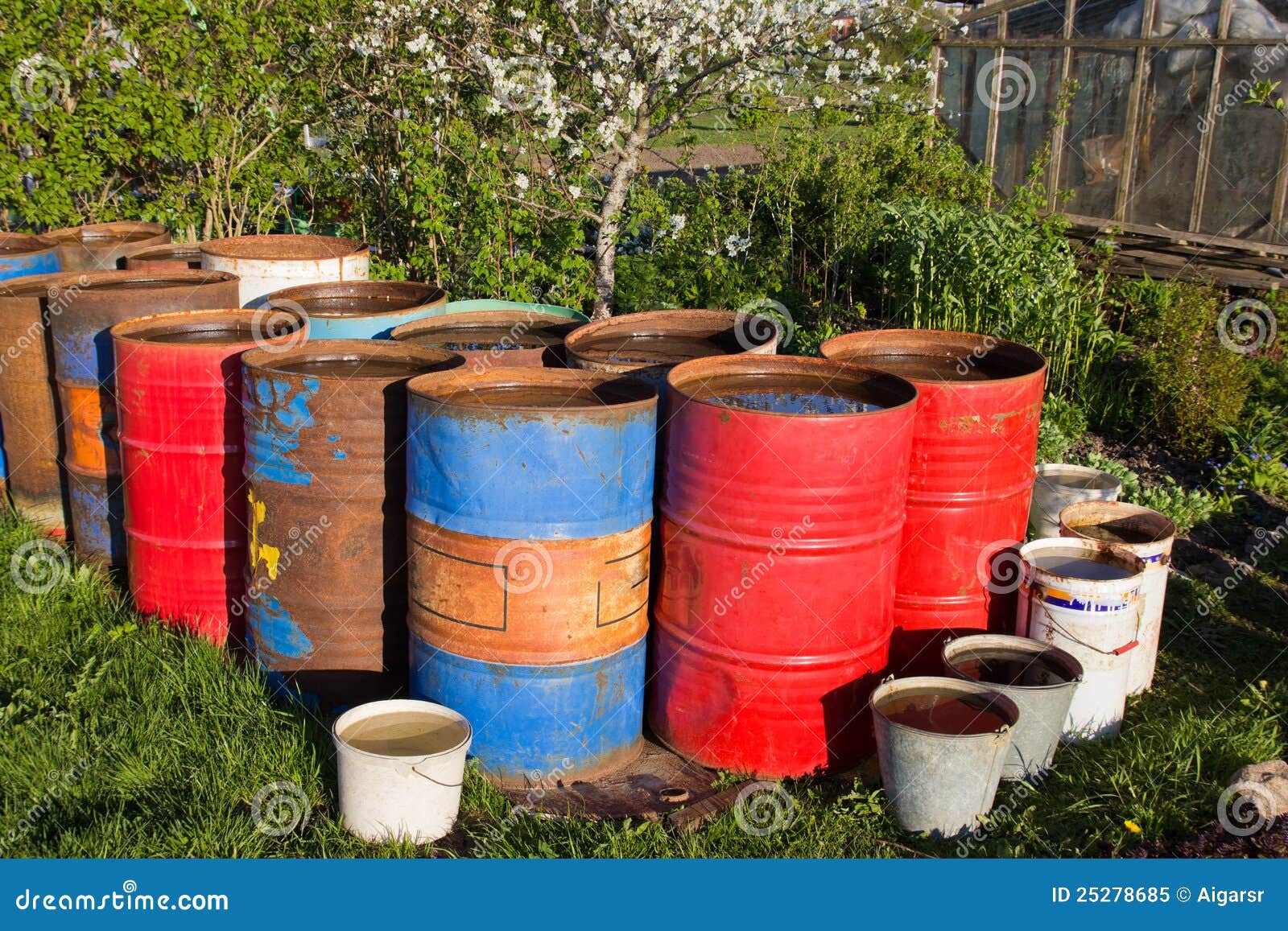 Colored barrel stock image. Image of water, tank, storage - 25278685