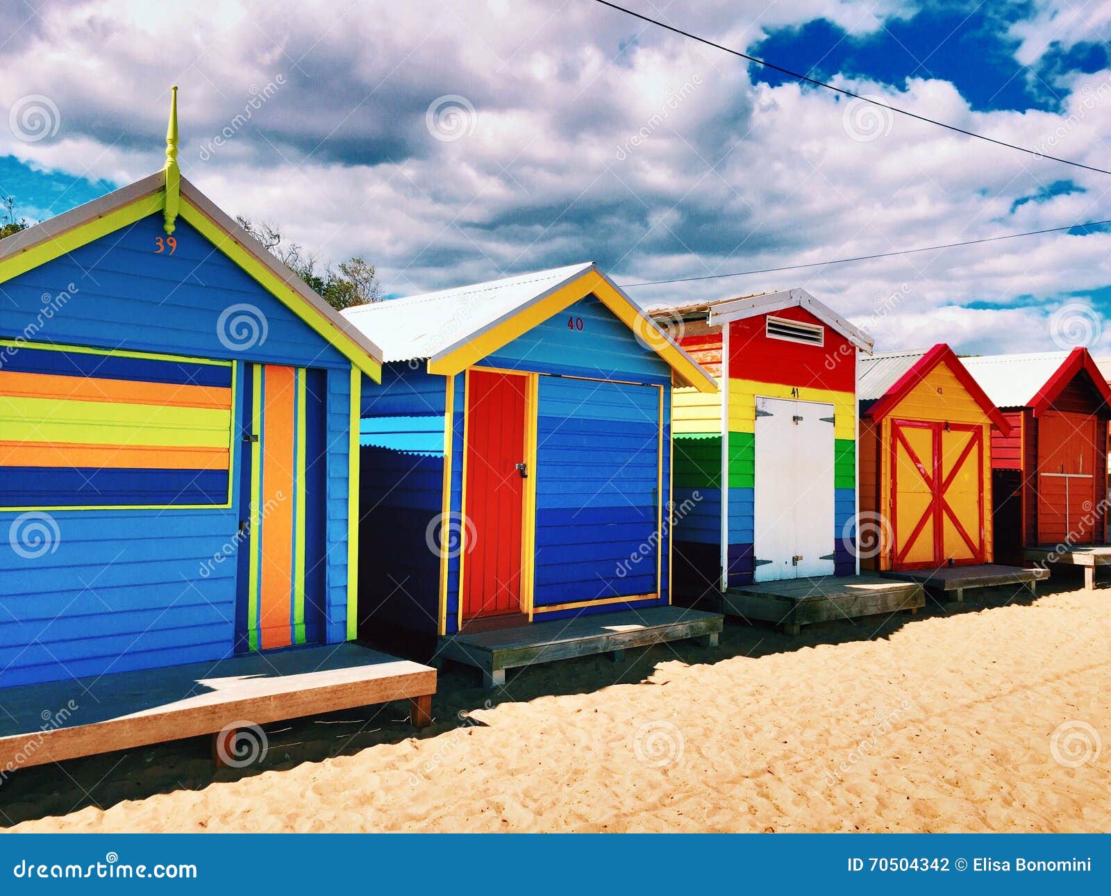 Colored Bathing Boxes at Brighton Beach Stock Photo - Image of ...