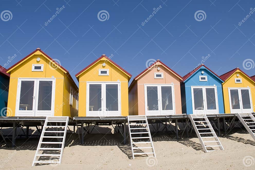 Colored Beach-houses stock image. Image of construction - 2292883