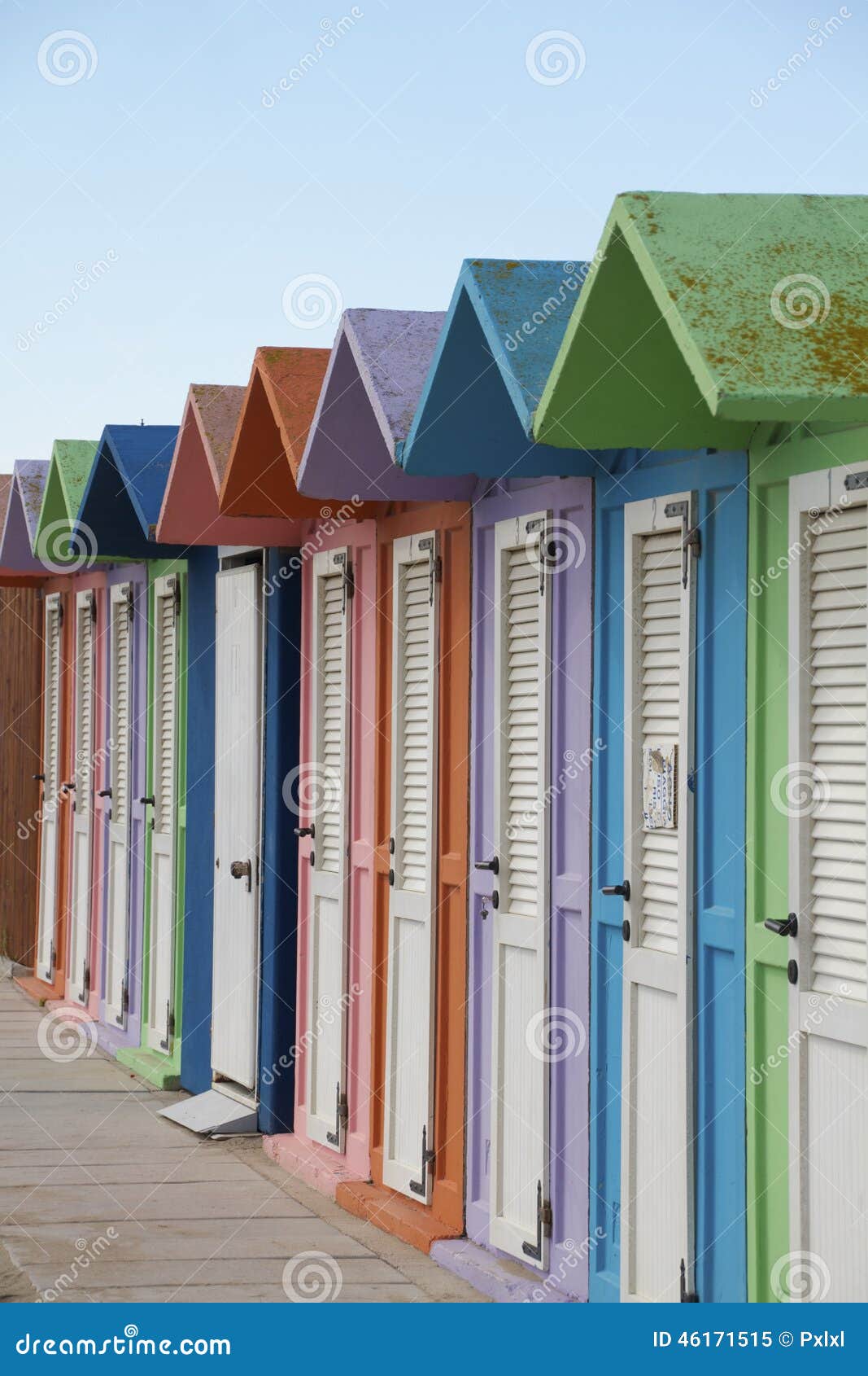 Colored Beach Huts stock image. Image of colored, rosolina - 46171515