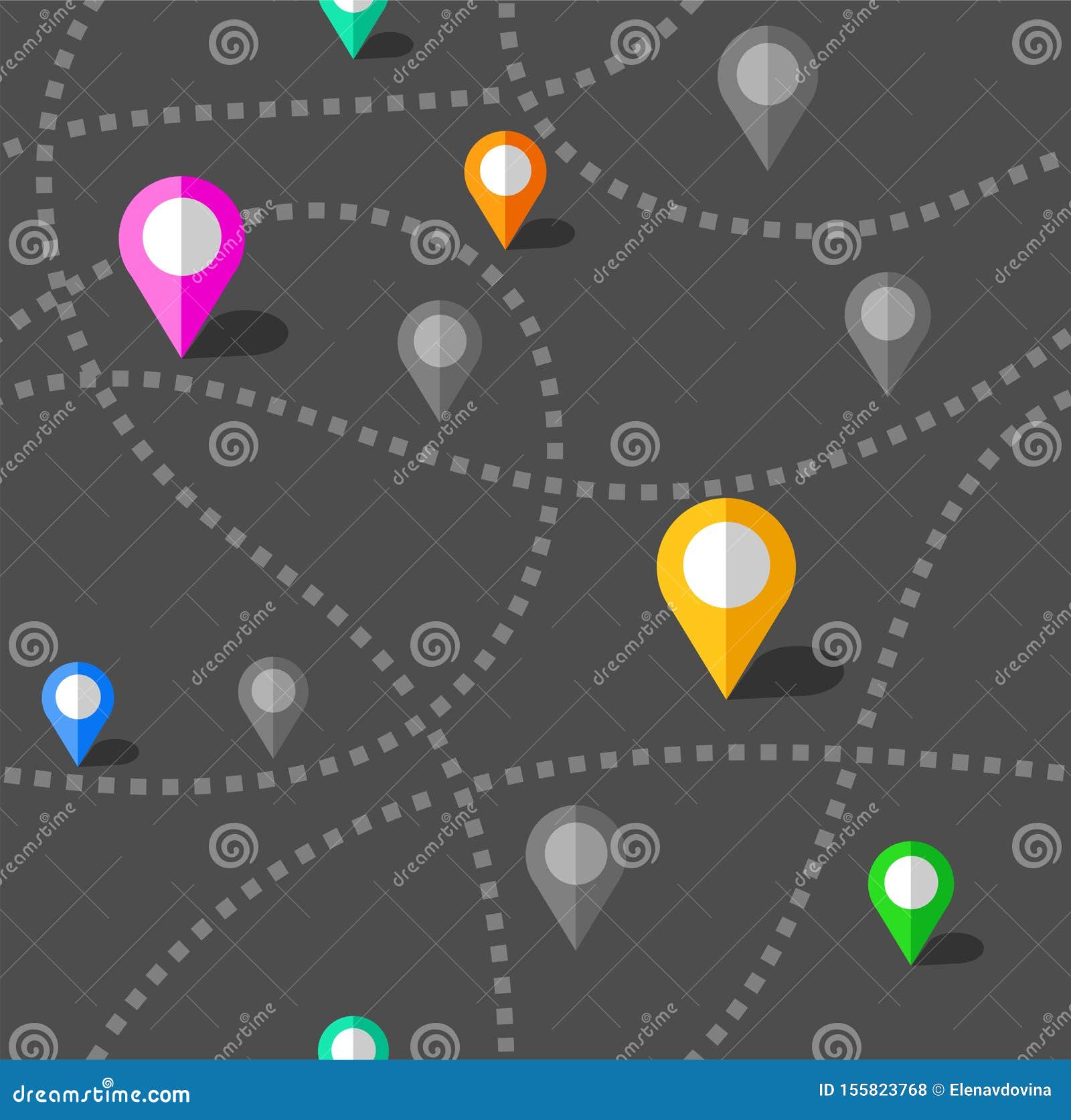 Map, Routes, Beacons, Seamless Pattern, Color, Gray, Vector Stock ...