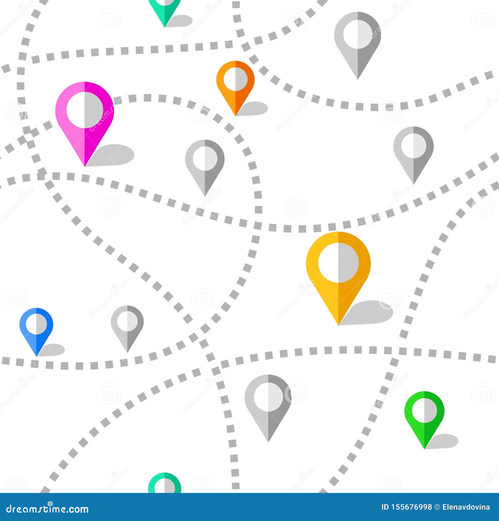 Map, Routes, Beacons, Seamless Pattern, Monochrome, Blue, Vector ...