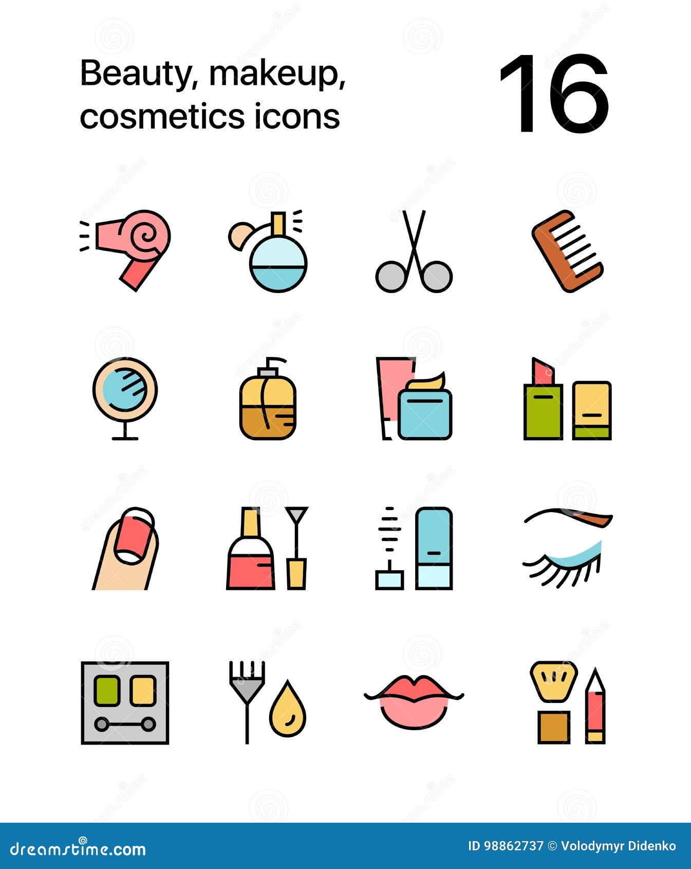Colored Beauty, Cosmetics, Makeup Icons for Web and Mobile Design Pack ...