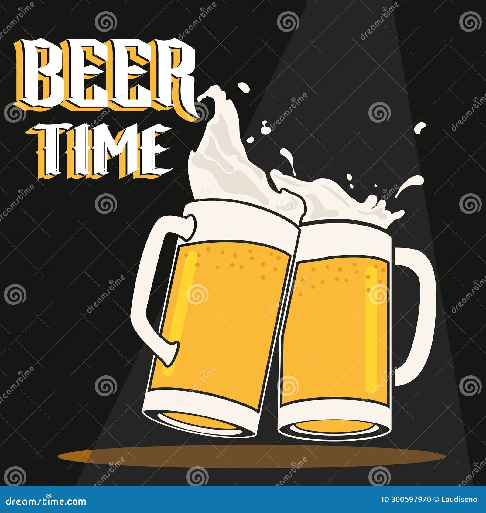 Colored Beer Time Poster Vector Stock Illustration - Illustration of ...