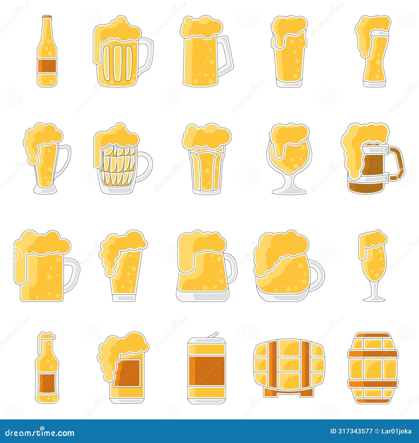 Colored Beers Sketches Icon Set Vector Stock Vector - Illustration of ...