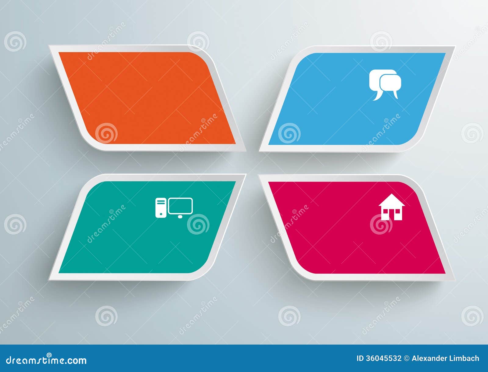 4 Colored Bevel Rectangels Infographic PiAd Vector Illustration ...