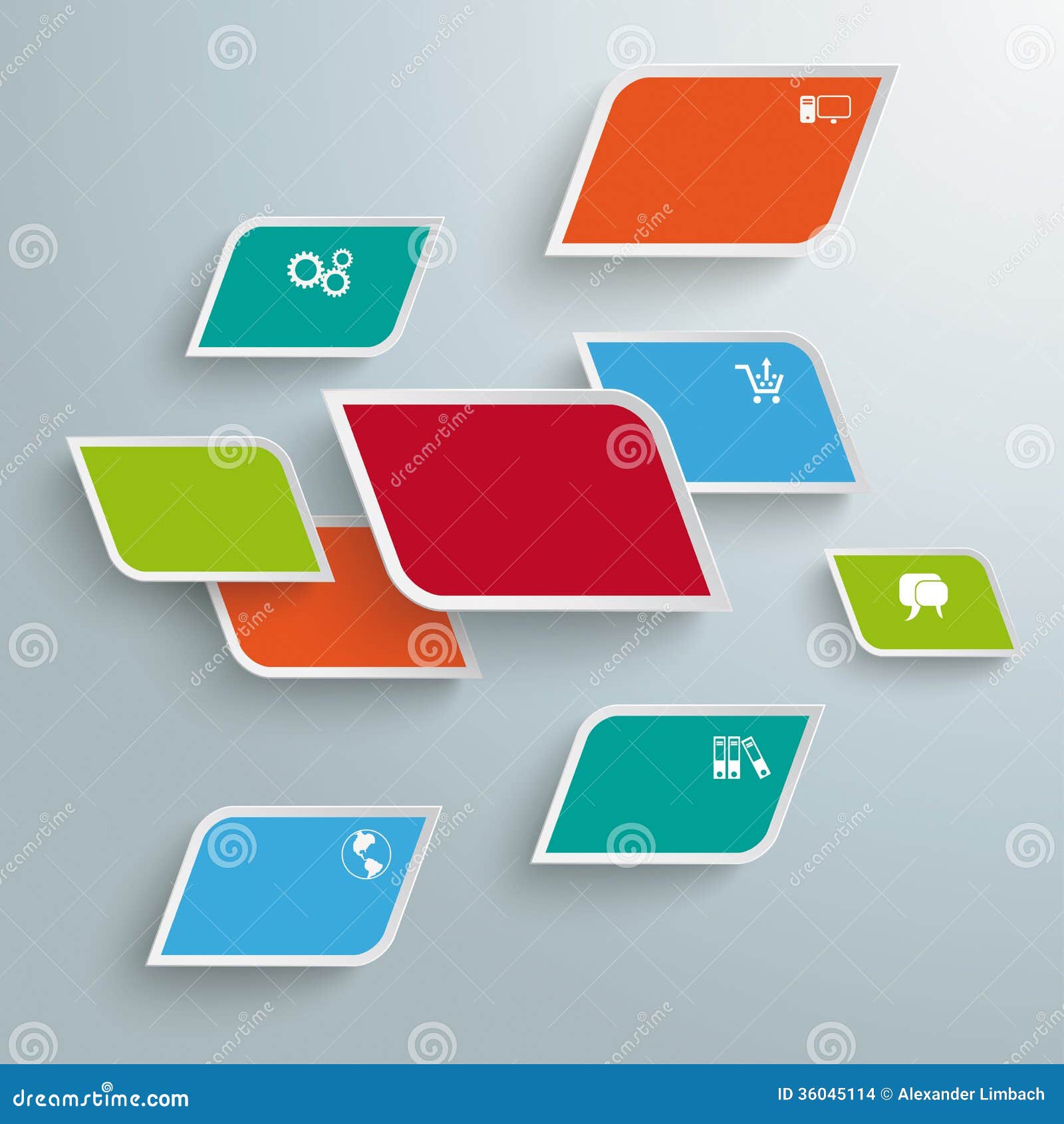 4 Colored Bevel Rectangels Infographic PiAd Vector Illustration ...