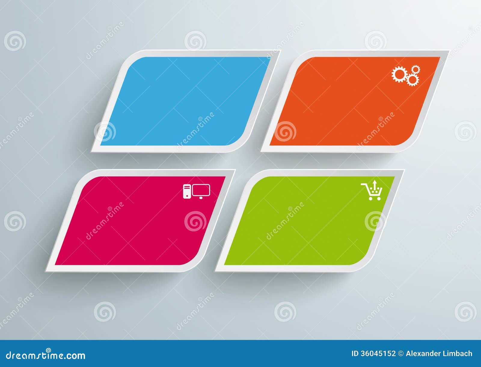 4 Colored Bevel Rectangels Infographic PiAd Vector Illustration ...