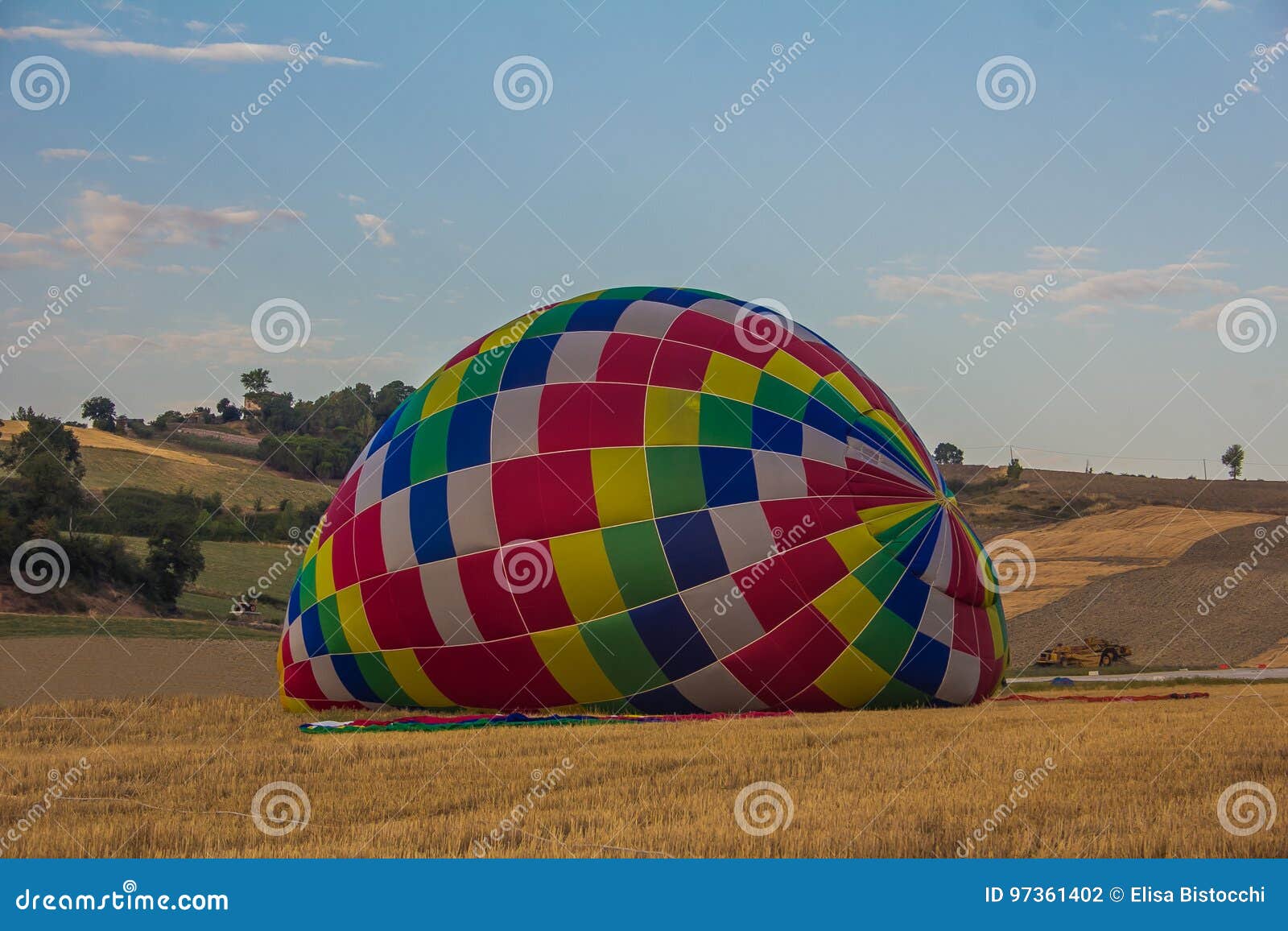 Colored Big Hot Air Balloon in the Ground Stock Photo - Image of ...