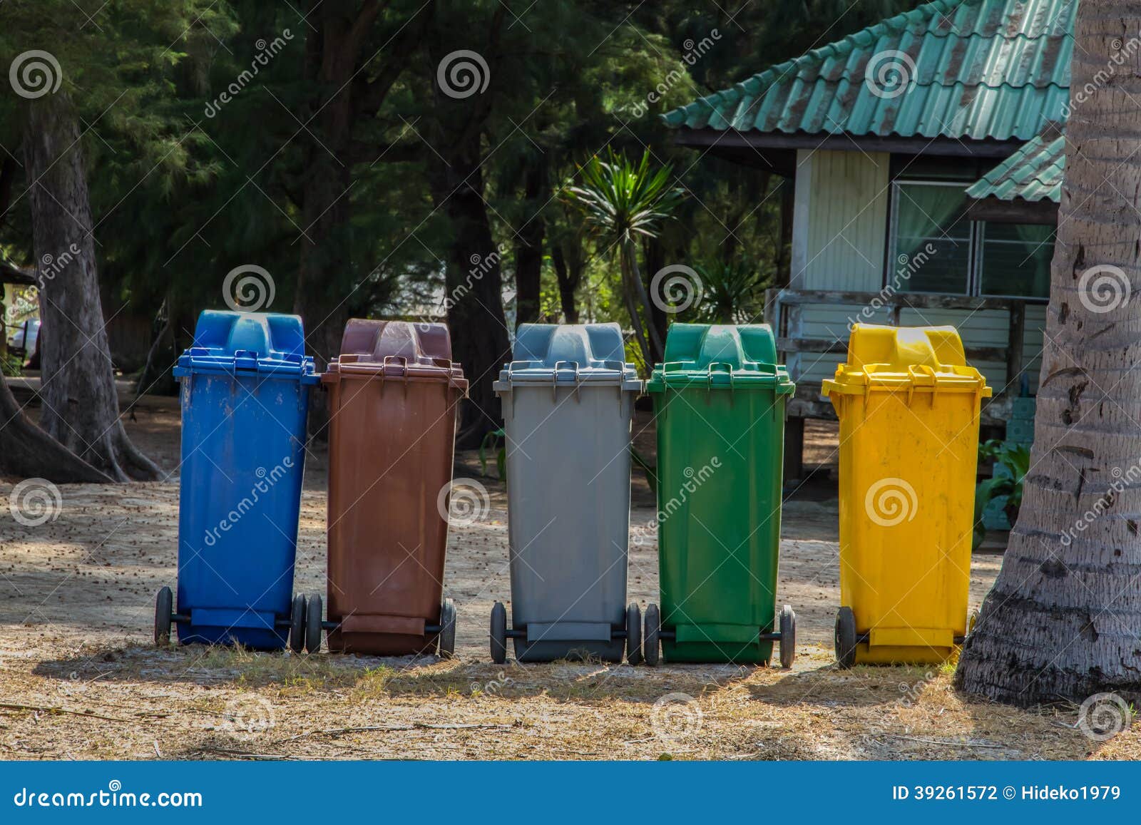 Colored Bins stock photo. Image of outdoor, five, green - 39261572