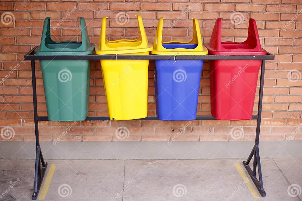 Colored Bins for Selective Garbage Collection Stock Photo - Image of ...