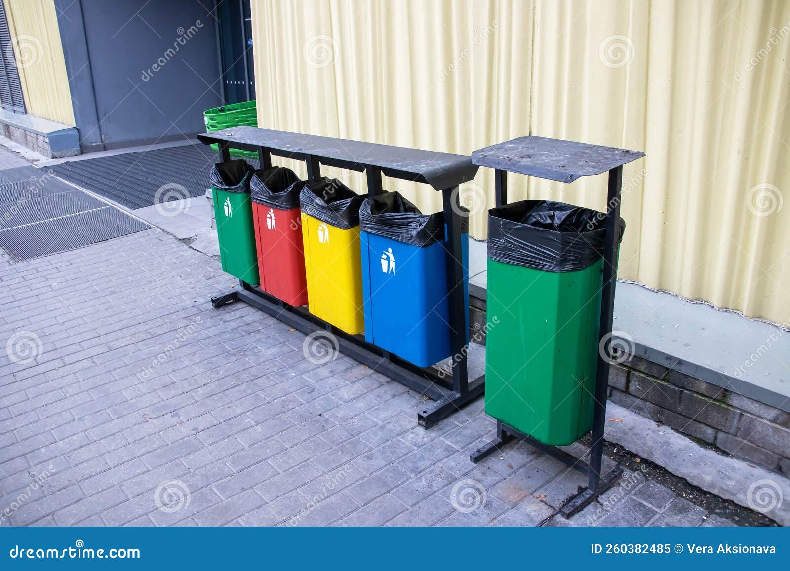 Colored Bins for Separate Garbage Collection Closeup Stock Image ...