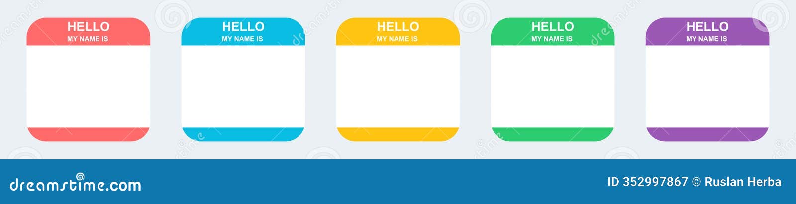 Colored Blank Name Tag Hello My Name is. Template Sticker or Label ...