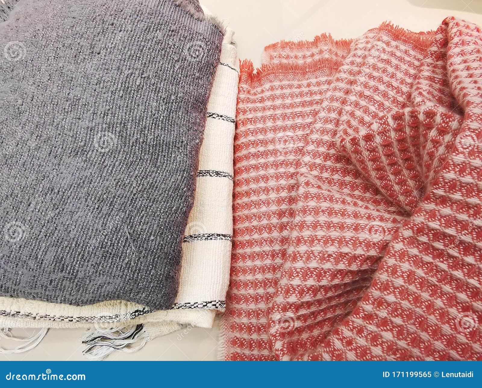 Colored Blankets Different Designs and Colors Stock Image - Image of ...