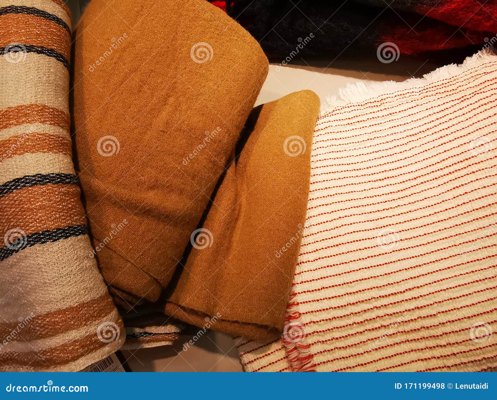 Colored Blankets Different Designs and Colors Stock Photo - Image of ...
