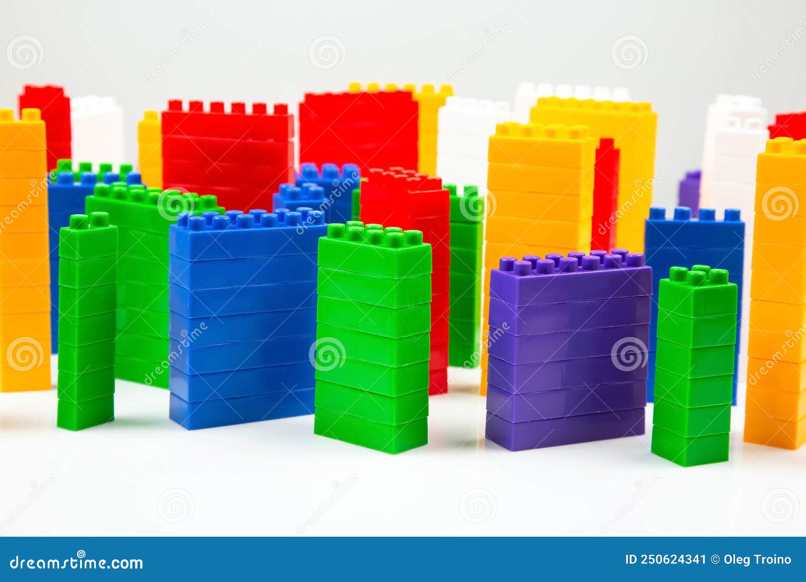 Colored Blocks of a Plastic Constructor on a White Background in the ...