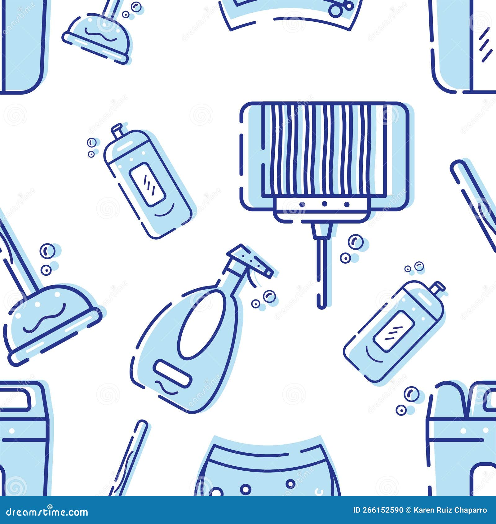 Colored Blue Cleanliness Seamless Pattern Background Vector Stock ...