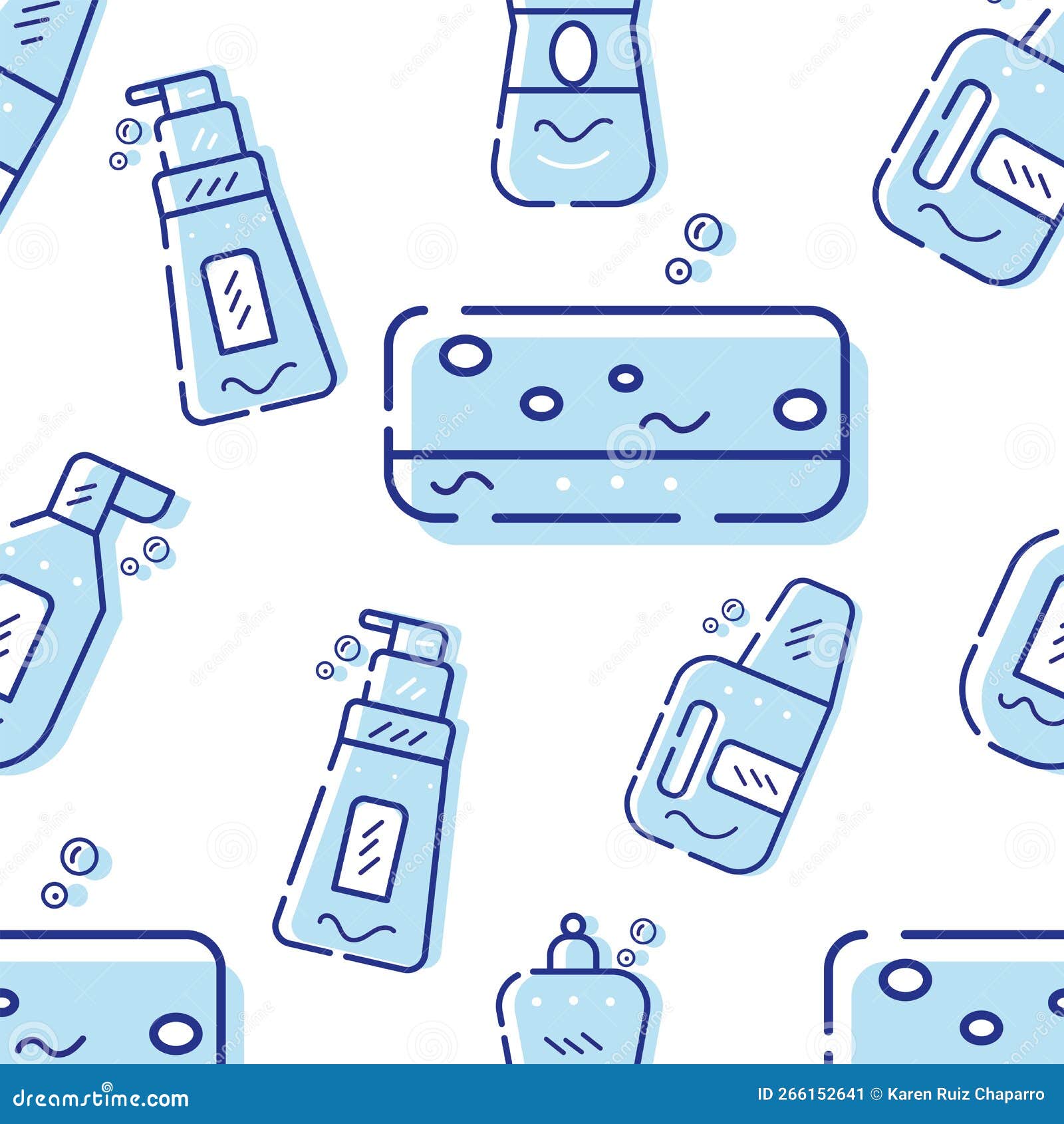 Colored Blue Cleanliness Seamless Pattern Background Vector Stock ...