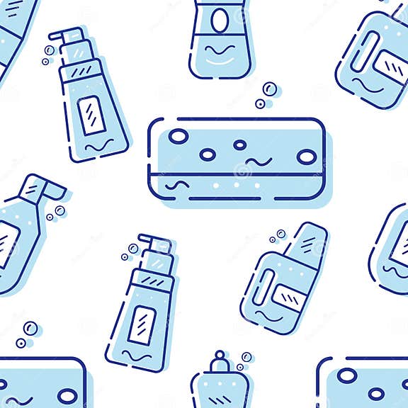 Colored Blue Cleanliness Seamless Pattern Background Vector Stock ...