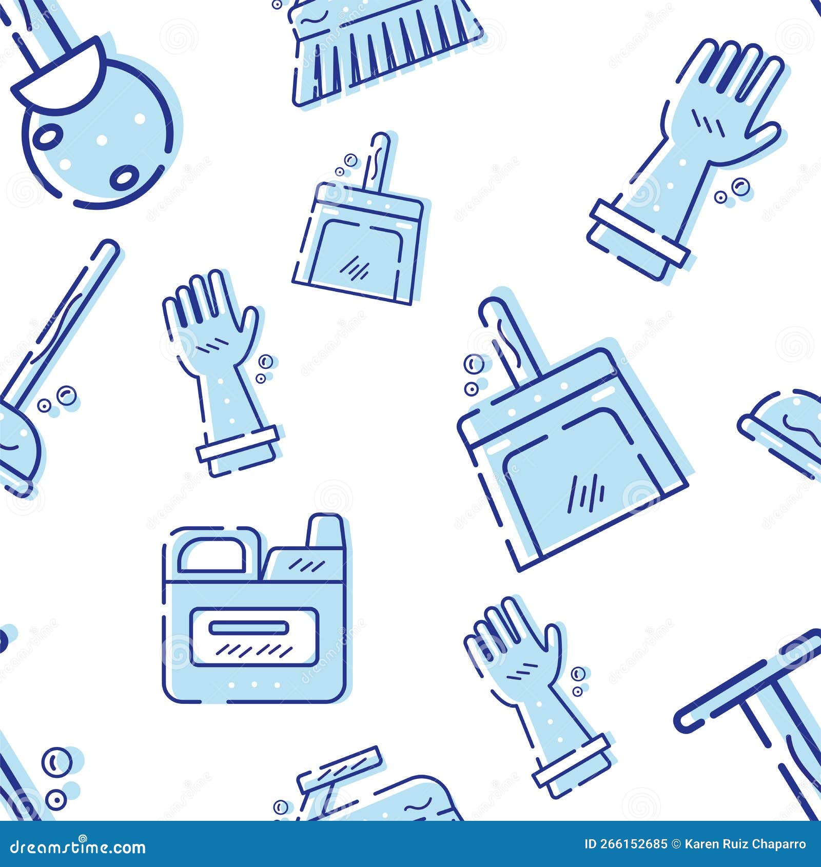 Colored Blue Cleanliness Seamless Pattern Background Vector Stock ...