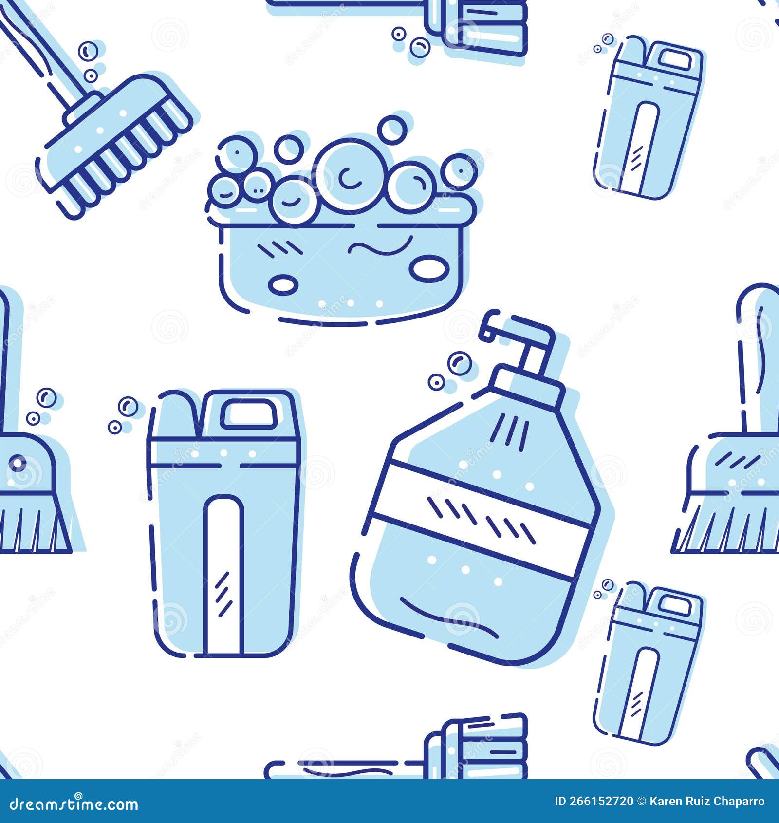 Colored Blue Cleanliness Seamless Pattern Background Vector Stock ...