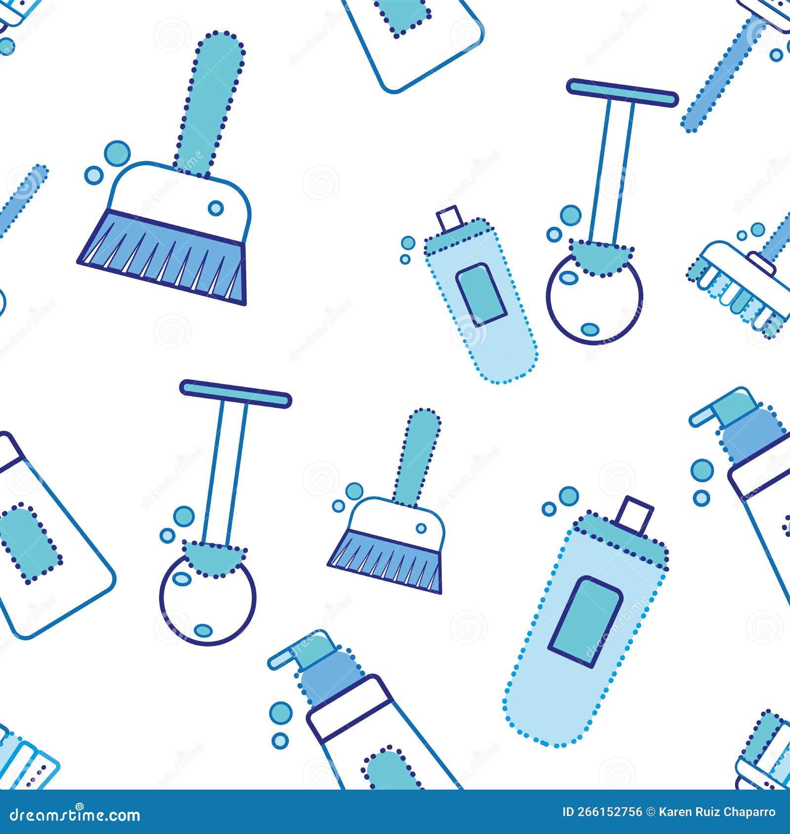 Colored Blue Cleanliness Seamless Pattern Background Vector Stock ...