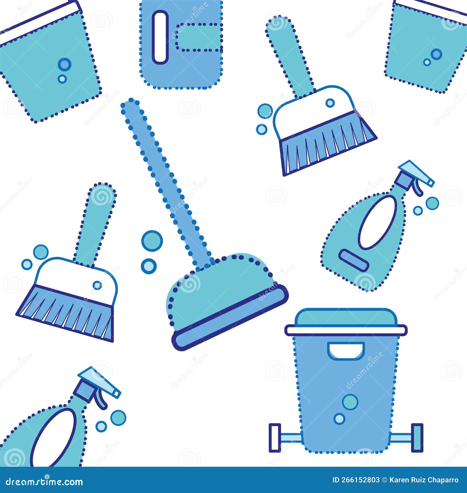 Colored Blue Cleanliness Seamless Pattern Background Vector Stock ...