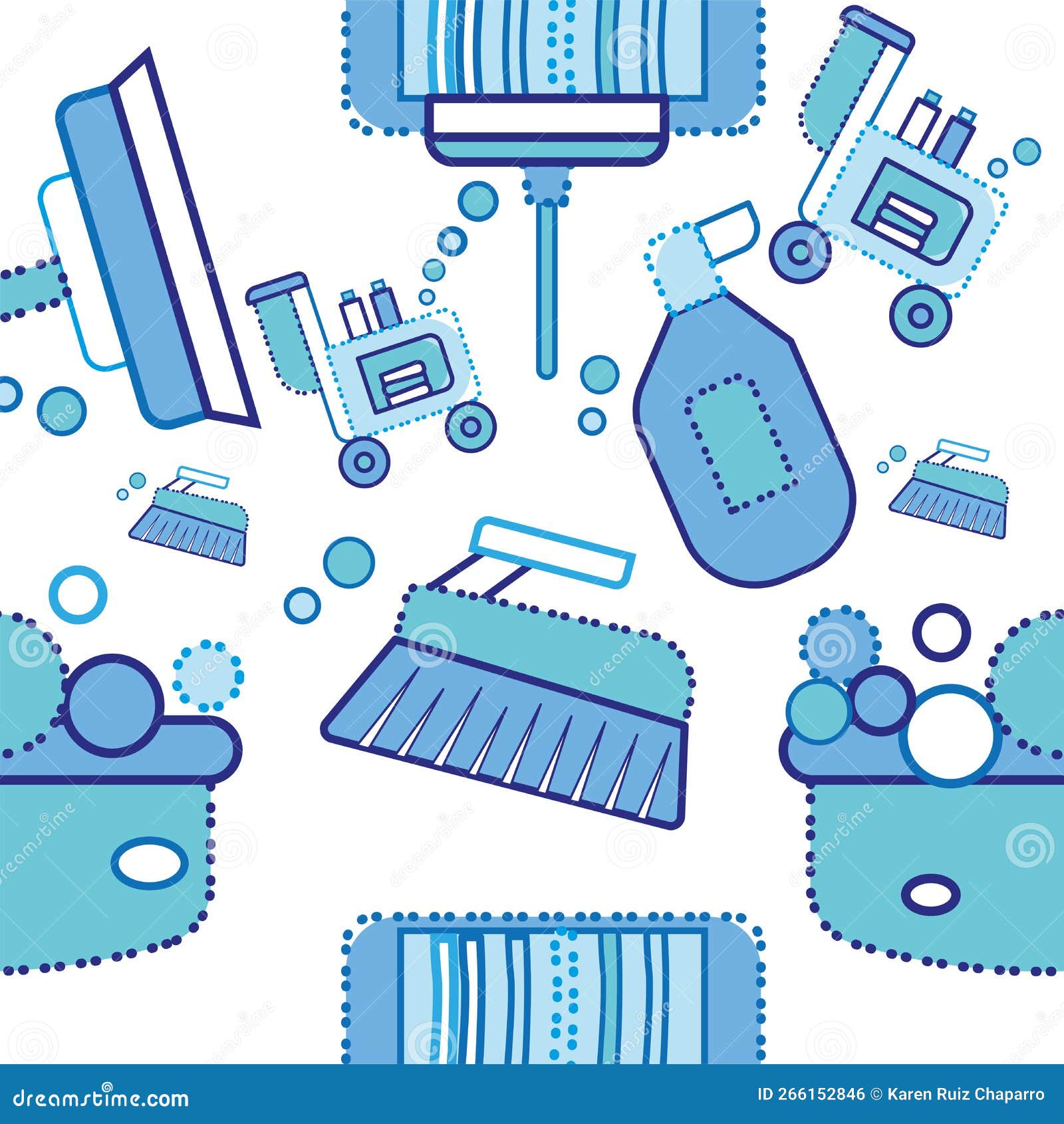 Colored Blue Cleanliness Seamless Pattern Background Vector Stock ...