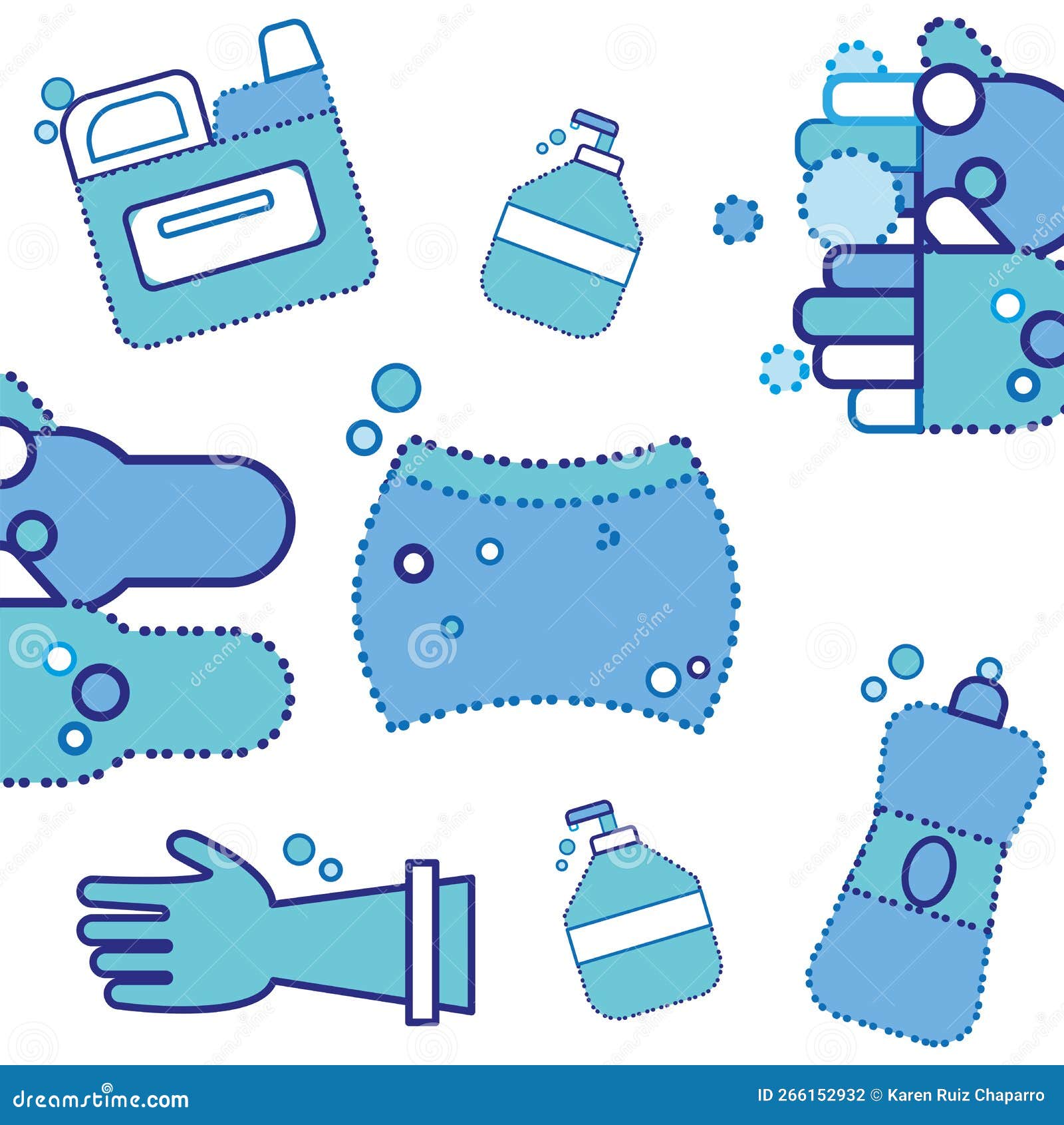 Colored Blue Cleanliness Seamless Pattern Background Vector Stock ...