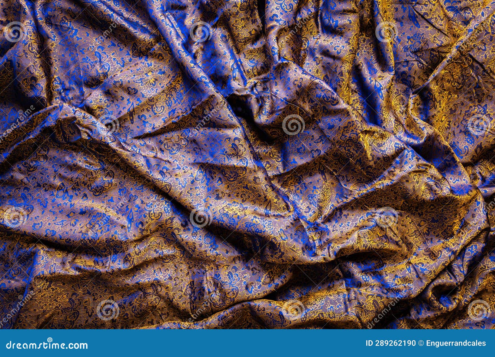 Blue and Gold Shining Textile Stock Photo - Image of elegant, glossy ...