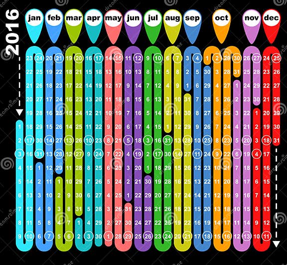 Colored Board Game Calendar 2016 Stock Vector - Illustration of ...