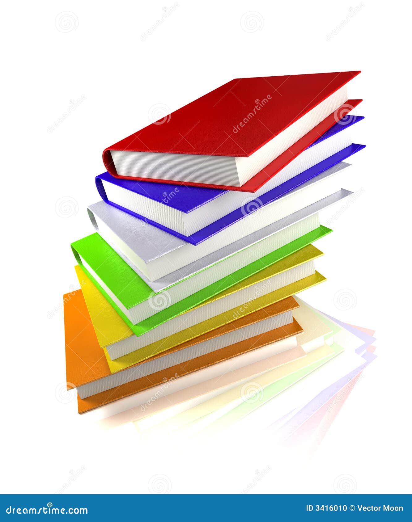 Colored Books on Glossy White Stock Photo - Image of intelligence ...