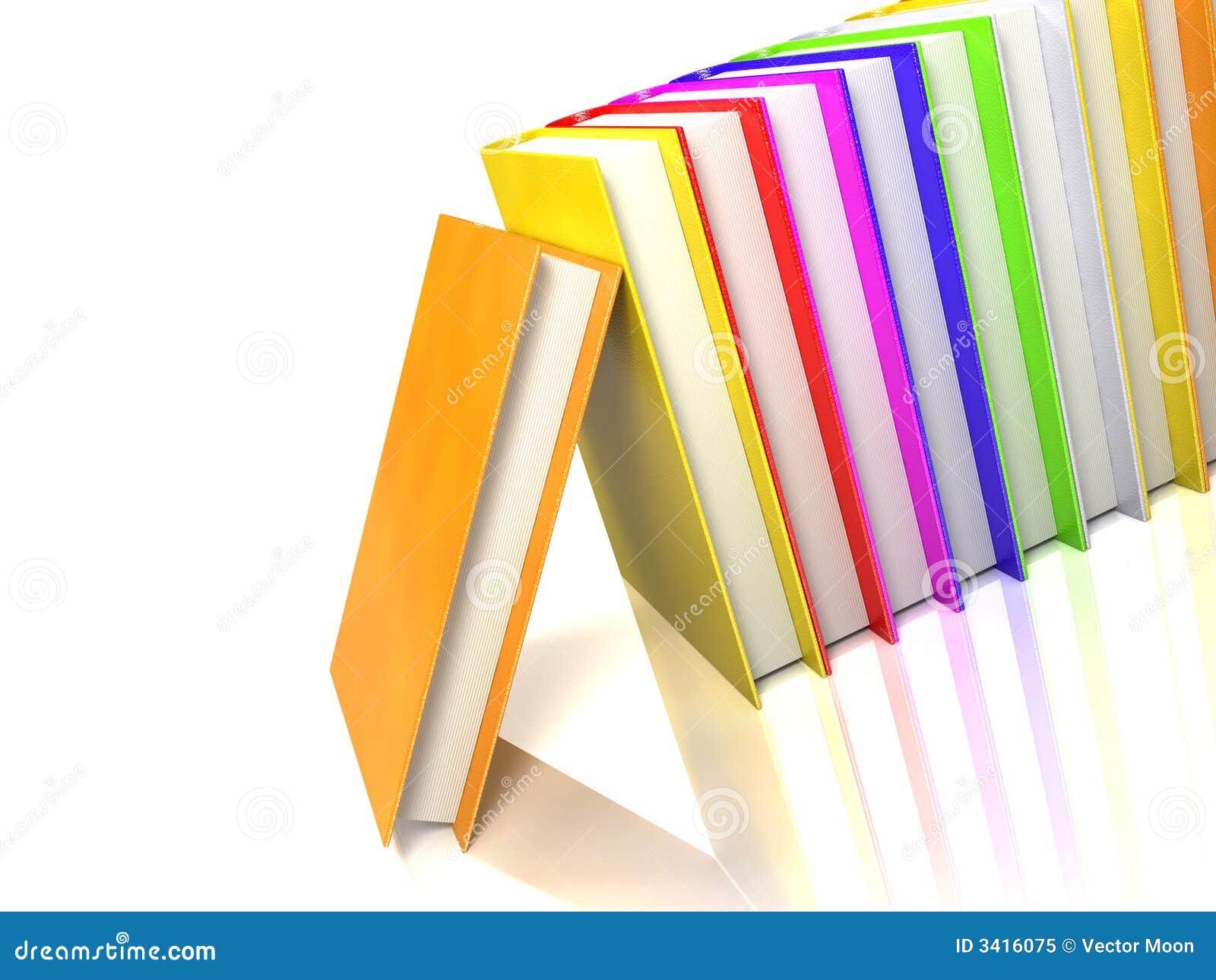 Colored Books on Glossy White Stock Illustration - Illustration of ...